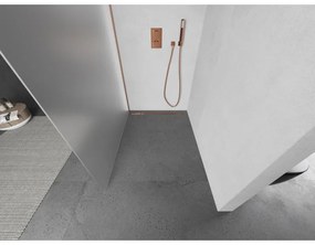 Mexen Kioto, sprchová zástěna Walk-In 130 x 200 cm, 8mm sklo námraza, měděný matný profil, 800-130-101-65-30