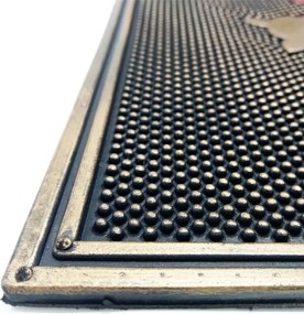 Gumová rohožka 7 koček, 75 x 45 cm – s bronzovou patinou, do domu a na terasu, odolná, s kočičím motivem