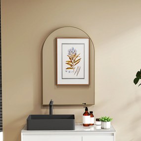 HOMCOM Zrcadlo se zakřivením, koupelnové zrcadlo, 60 x 90 cm, vysoké rozlišení, s rámem z hliníkové slitiny, pro ložnici, obývací pokoj, předsíň, zla…