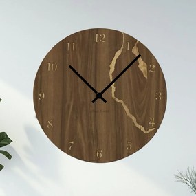 dřevo života Nástěnné hodiny ŘEKA Zvolte barvu dekoru: Ořech-Dub zlatý, Zvolte velikost hodin (cm): 35x35, Barva ručiček: Černé