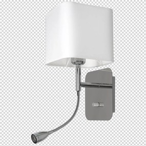Nástěnné svítidlo Napoli, 1x bílé textilní stínítko + 1xLED 1w, ch