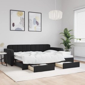 Válenda s přistýlkou a zásuvkami černá 80 x 200 cm samet 3196974