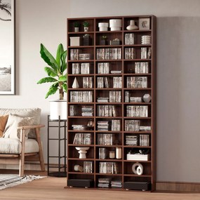 HOMCOM CD/DVD regál pro uložení 1116 CD, 36 výškově nastavitelné přihrádky, 102 x 24 x 195 cm, hnědý