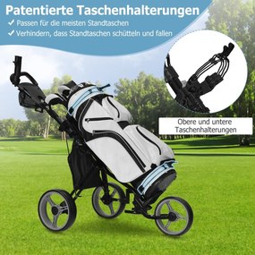 Costway 3 Golfový vozík s koly vyrobený z hliníku s držákem na deštník