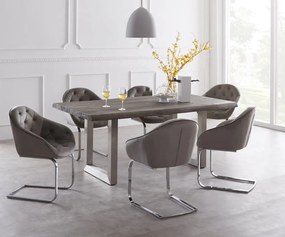 Jídelní stůl Edge 180x90 XL akácie platina nerezová ocel široká podnož