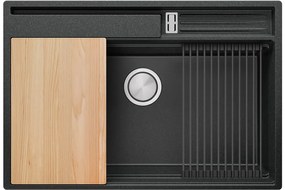 Primagran Kuchyňský dřez granitový jednokomorový bez odkapávače a prostoru pro příslušenství a desku Oslo 80 Pocket  Multilevel+ Dárek