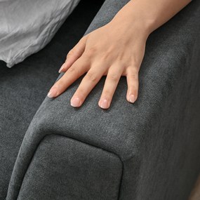 HOMCOM Trojmístná pohovka s funkcí postele, rozkládací pohovka s ležadlem, čalouněná pohovka, tmavě šedá