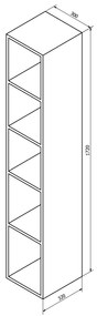 Sapho ESPACE otevřená policová skříňka 30x172x32cm, dub stříbrný ESC160-1111