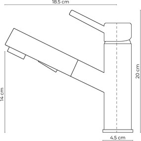 Gamma Axo, stojánková dřezová baterie s výsuvnou výlevkou, černá-chromová, GMA-BCO-BK