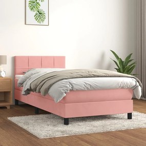 Box spring postel s matrací růžová 90x190 cm samet,  3141280