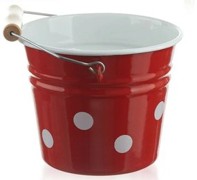 Červený smaltovaný kyblík s puntíky Red dot - Ø16*14cm - 1.5L