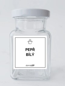 Samolepka na kořenky PEPŘ BÍLÝ bílá 5 × 5 cm tučné písmo
