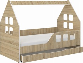 Wooden Toys Dětská postel DOMEK SONOMA se zásuvkou 160x80, pravá