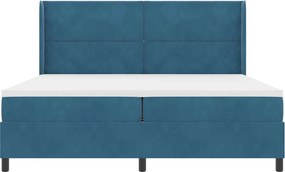 Postel s boxspringem s čelo Modrá 200 x 200 cm samet 3342084