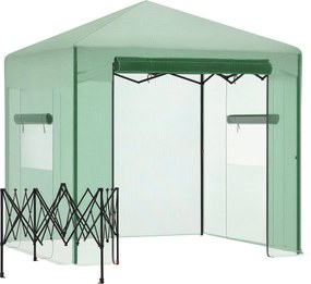 Skleník Outsunny pro rajčata se stahovacími dveřmi a oknem, PE ocel, tmavě zelený, 238 x 178 x 240 cm | Aosom