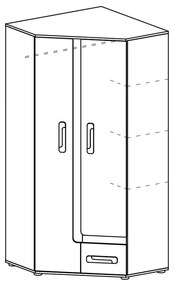 Apetito A | rohová šatní skříň 2 | 90x90 cm | antracit