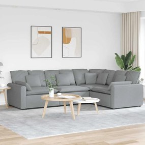 Modulární pohovka s polštáři textil světle šedá 3321147