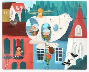 TOP BRIGHT Dřevěné puzzle s hračkou Vrtulník / 24 dílků / Dřevo