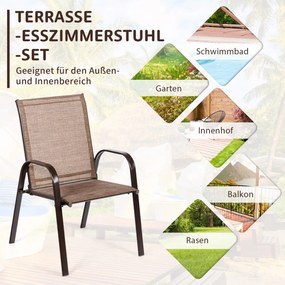 Costway Sada 2 zahradních židlí se zakřivenými područkami a vyztuženým – hnědý