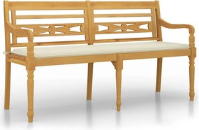 Lavice Batavia s krémovou poduškou 150 cm masivní teakové dřevo 3100828