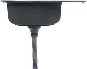 Kuchyňský dřez se sítkem a sifonem oválný nerezová ocel 145072