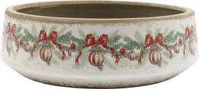 Béžová keramická mísa s vánočními ozdobami Holly Christmas – Ø30×10 cm