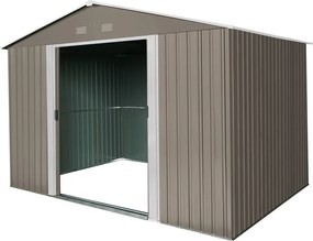 Riwall PRO RMSA 8x10 Brown - zahradní domek kovový 3 x 2,4 m se sedlovou střechou hnědý