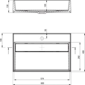 Deante Correo, granitové umyvadlo na desku 600x400x130 mm, černá, DEA-CQR_NU6M