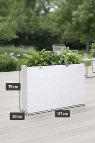 Květináč ELEMENTO, sklolaminát, šířka 117 cm, bílý mat