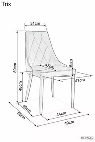 Sametová jídelní židle Trix šedá/černá