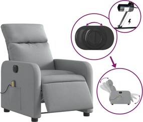 Elektrické masážní polohovací křeslo světle šedé textil 3206690