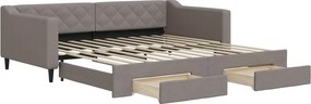 Válenda s přistýlkou a zásuvkami taupe 100 x 200 cm textil 3197470