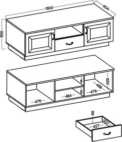 FLAWIA | TV stolek RTV 2D1S | 150 cm | Stilo ab | artisan/bílá