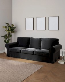 Potah na pohovku IKEA Ektorp 3-místná rozkládací, NOVÝ MODEL 2013 barva černá látka lesklé, sametová