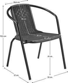 Zahradní stohovatelná židle, černá, ocel/plast, FRENY