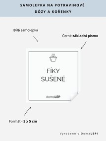 FÍKY SUŠENÉ – bílá samolepka na dózu, základní písmo, 5 x 5 cm | DomaLEP