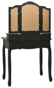 vidaXL Toaletní stolek se stoličkou černý 80 x 69 x 141 cm pavlovnia