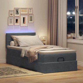 Osmanský rám postele s matrací tmavě šedá 100x200cm samet 3312603