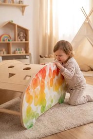 Multifunkční Montessori houpačka a stolek 4v1 - duhové bublinky