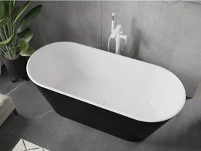 Mexen Flavia, volně stojící vana 160 x 75 cm, bílá-černá, bílý přepad, 54031608075-20