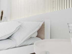 Postel IKAROS 180 x 200 cm, bílá/dub sonoma Matrace: Matrace Coco Maxi 20 cm, Rošt: S laťkovým roštem