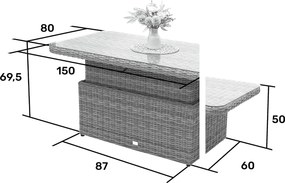 DEOKORK Ratanová variabilní sestava MALIBU  pro 8 osob (šedá)