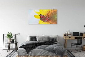 akrylový obraz slunečnice motýl 125x50 cm