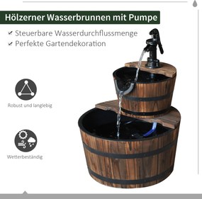 Outsunny Dvoupatrová kaskádová fontána Outsunny, zahradní fontána s vodopádem a vnitřní fontánou, jedlové dřevo, 44,5 x 44,5 x 58,5 cm, včetně zahrad…
