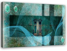 Obraz na plátně Okenní abstrakce Tyrkysová - 90x60 cm