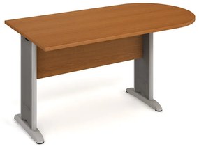 Stůl jednací oblouk 160 cm - Hobis Cross CP 1600 1 Dekor stolové desky: třešeň, Dekor lamino podnože: třešeň, Barva nohou: Stříbrná