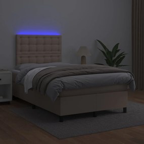 Box spring postel matrace a LED cappuccino 120x200cm umělá kůže 3135938