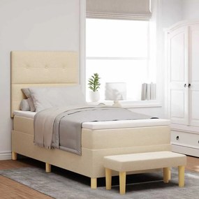Postel s boxspringem s čelo Krémová 200 x 100 cm textil 3344280