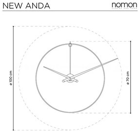 Designové nástěnné hodiny Nomon New Anda L red 100cm
