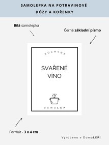 Samolepka na kořenky SVAŘENÉ VÍNO bílá 3 × 4 cm základní písmo